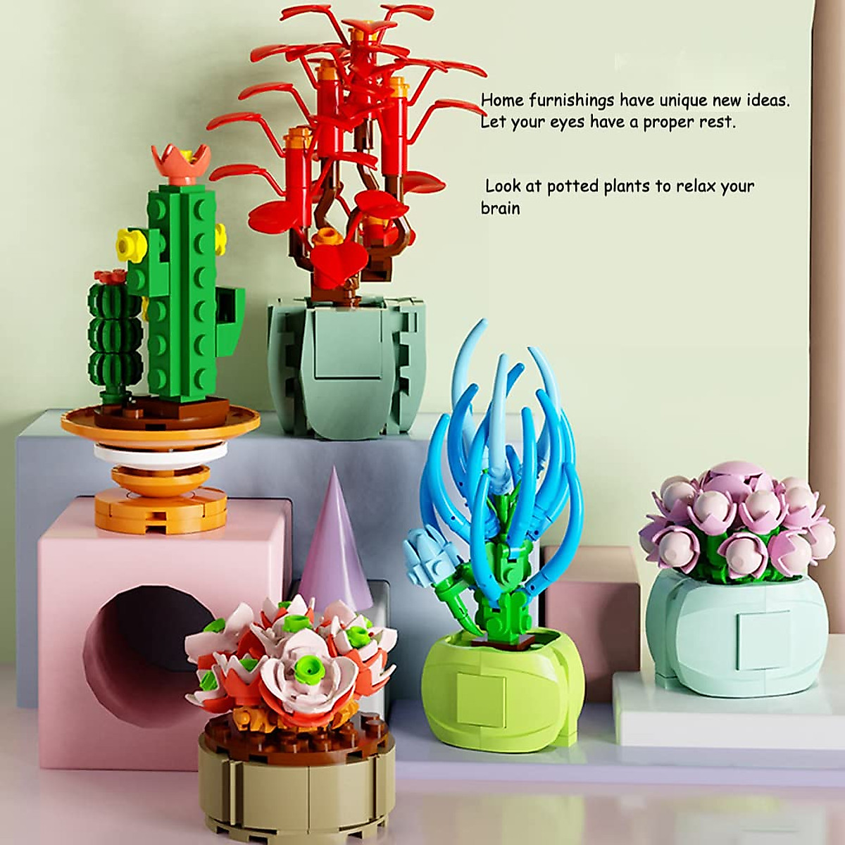 Blind Box Toys , Flowerpot Building Blocks , Mystery Boxes Assembling Toys, Create Have Fun Building Block Decorate Gift