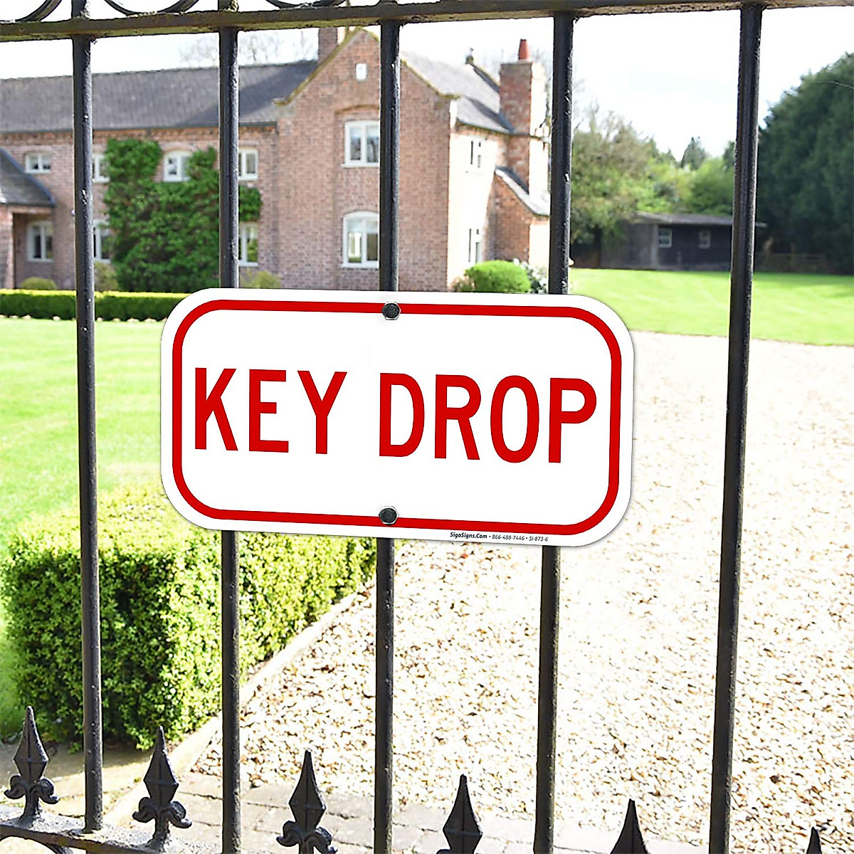 Sigo Signs, Key Drop Sign, 6x12 Inches, Rust Free .040 Aluminum, Fade Resistant, Made in USA