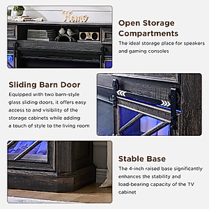 RedLemon Farmhouse Fireplace TV Stand for 85 Inch TV, 32” Tall Highboy Entertainment Center w/36” Electric Fireplace, Modern Media Console w/Drawers Storage for Living Room, Dark Rustic Oak