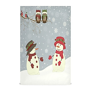 SLHKPNS Snowman Birds Kitchen Dish Towel Set of 4,Christmas Owls 18x28in Absorbent Dishcloth Reusable Cleaning Cloths for Household Use