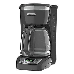 BLACK+DECKER 12-Cup Digital Coffee Maker, CM1165GY, Programmable, Washable Basket Filter, Sneak-A-Cup, Auto Brew, Water Window, Keep Hot Plate, Grey