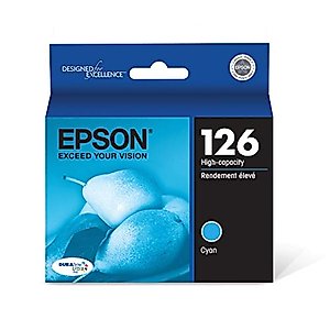 Epson T126 DURABrite Ultra Ink Standard Capacity Cyan Cartridge (T126220-S) for Select Stylus and Workforce Printers