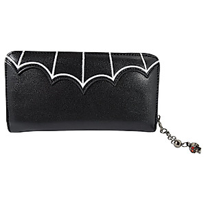 Lost Queen Witch Gotham Knight Bat Attack Bat Logo Zip Around Wallet (White)