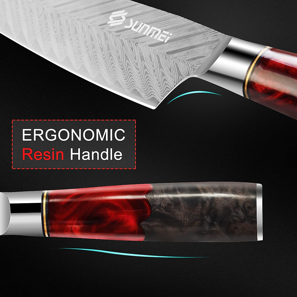 Sunmei Japanese Chef Knife - Japanese High Carbon Stainless Steel Chef's Knives 8 Inch Pro Kitchen Knife with Beautiful Resin handle and Gift Box