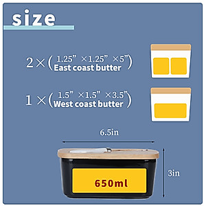 Large Ceramic Butter Dish for Countertop - Butter Keeper with High-Quality Silicone Sealing, Natural Wooden Lid and Stainless Steel Knife, Kitchen Decor and Accessories for Kitchen Gifts (Black)