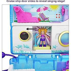 Polly Pocket Playset, Travel Toy with 2 Micro Dolls & Water Play Accessories, Pocket World Sweet Sails Cruise Ship Compact