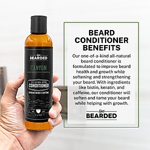 Live Bearded Beard Conditioner, 8 fl oz - Strengthens and Softens Facial Hair - Made in the USA - All-Natural Ingredients with Biotin, Caffeine | Canyon Scent - Juniper, Cypress, Fir Needle