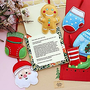 Christmas Ornaments - Set of 6 Plush Felt Handmade Hanging Decorations in Santa, Gingerbread Man, Mitten, Elf Shoe, Ugly Sweater, Stocking Design for Trees and Advent Calendars - Approx. 3.5" Each