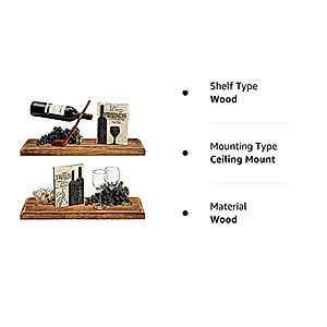 Mark One Home Goods Rustic Farmhouse 2 Tier Floating Shelf - Routed Edge (Burnt Walnut, 2 Tier - 24" Length, 6" Width)