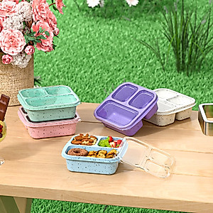 Enstphjoy Snack Boxes (3 Pack) - Stackable Bento Boxes with 3 Compartments, Meal Prep Containers Reusable, Lightweight Lunch Containers for Kids and Adults, BPA Free (Blue)