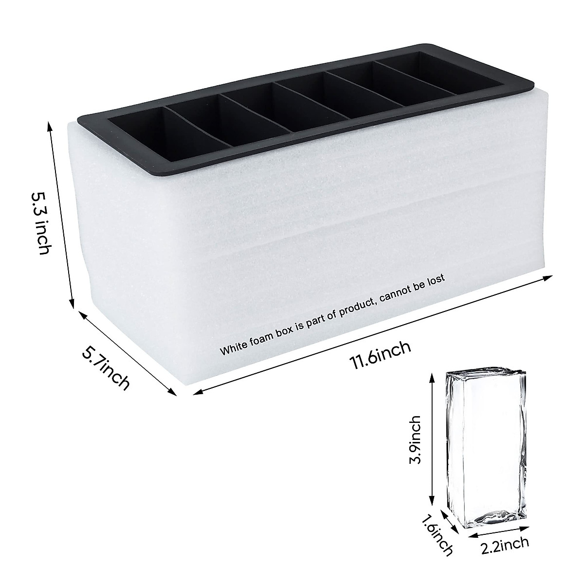 Crystal Clear Ice Cube Maker - Make 6 Large Ice Cubes Upgrade 4x1.6x2inch Clear Ice Cube Tray BPA-free Silicone for Gifts,Cocktail,Whiskey,Bourbon Drink