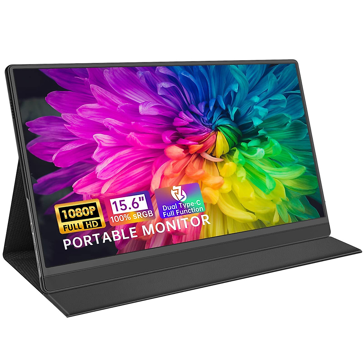 HAMTYSAN Portable Monitor, 15.6'' FHD 1080P Portable Laptop Monitor USB C HDMI Second External Monitor for Laptop, Desktop, Tablet, Phones, PS4/5, Xbox, Switch, Dual Speaker with Protective Case