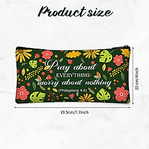 Zonon Bible Verse Pencil Pouch Faith Journals for Women, Rustic Floral Patterned Inspirational Quote Bible Pencil Case Bible Study Supplies Makeup Bags for Women, 6 Pieces (Novel Style,7.7 x 4 Inch)