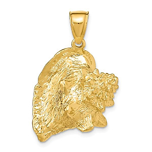 IceCarats 14K Yellow Gold Conch Shell Necklace Charm Pendant 38mm x 29.1mm Only