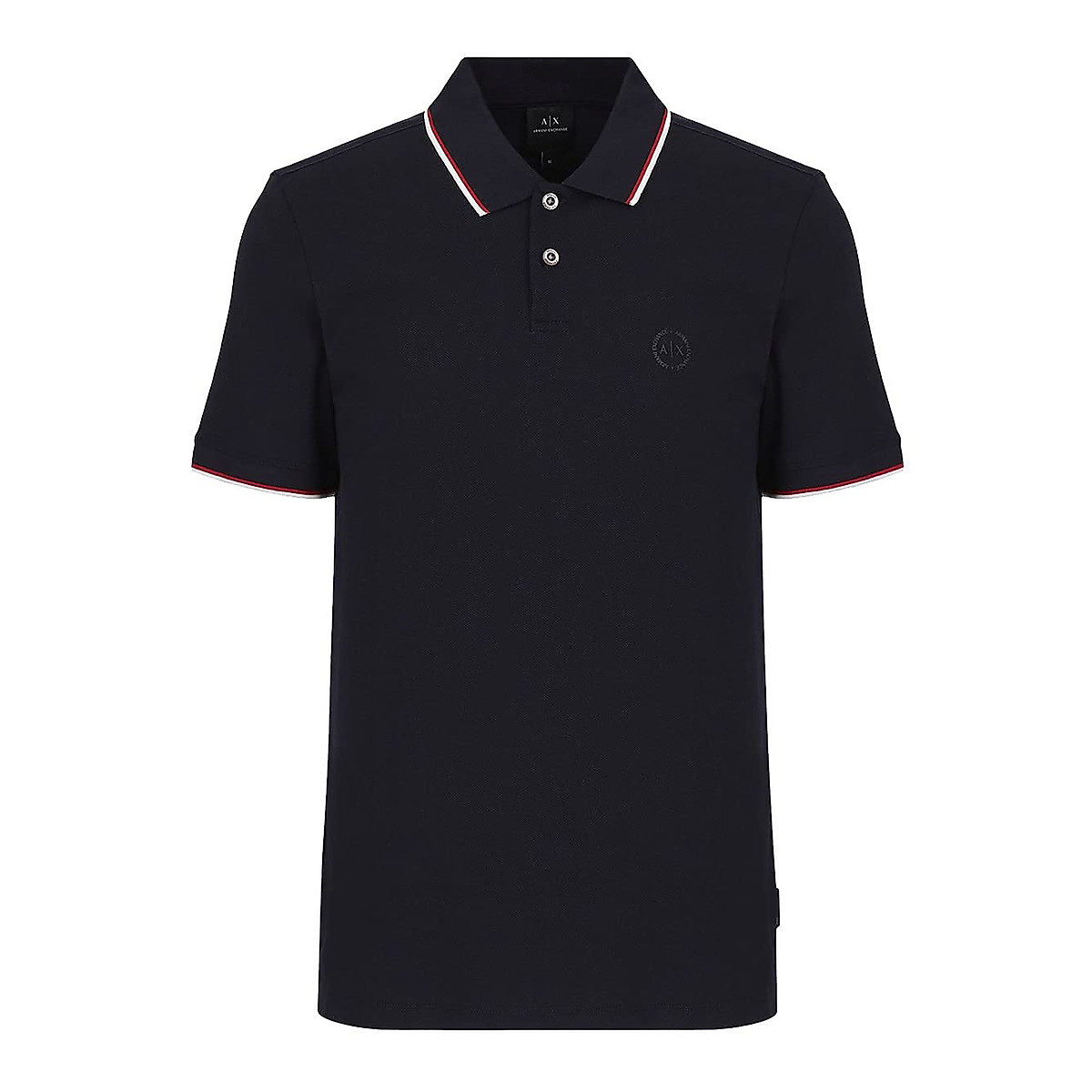 A|X ARMANI EXCHANGE mens Short Sleeve Jersey Knit Polo Shirt, Navy Blue, Medium US