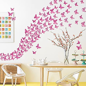 3D Butterfly Wall Decor 60pcs 5 Styles 3 Sizes Butterflies Wall Sticker Removable DIY Hollow PVC Butterfly Wall Decals for Kids Baby Bedroom Girls Teens Nursery Classroom Wedding Birthday Cake Party