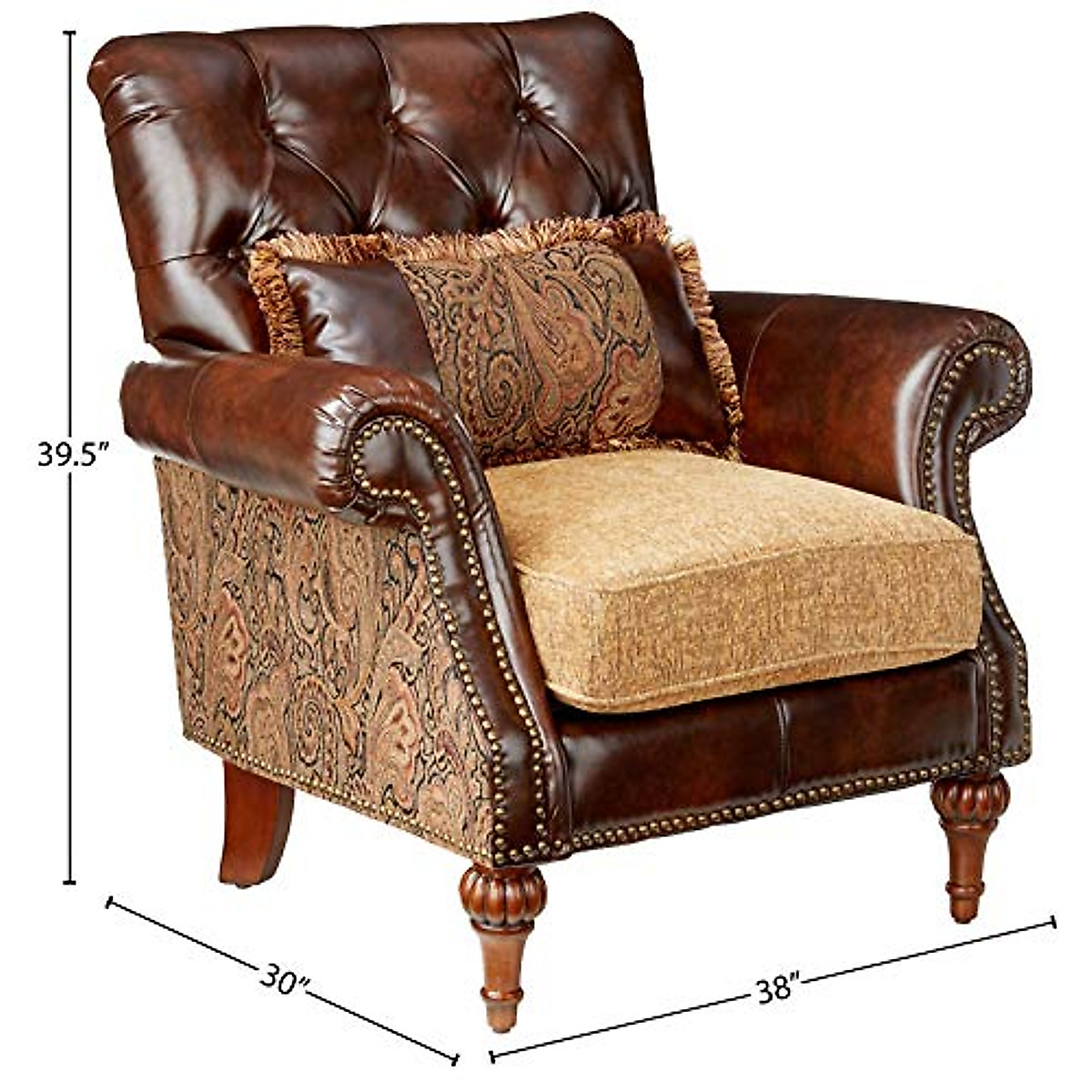 ACME AC-0 Sofa, 2Tone Brown PU & Chenille