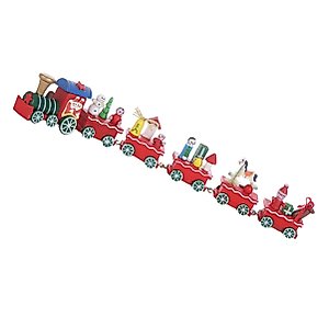 ifundom 1 Set Christmas Train Ornaments 2000s Party Decorations Train Centerpiece Decoration Christmas Wood Toy Train Figures Red Decorations Christmas Train Decorations Statue Wooden