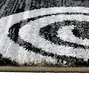 Flash Furniture Cirrus Collection Swirl Patterned Area Rug - Gray Olefin Fibers with Jute Backing - 2' x 11' - Entryway, Living Room, Bedroom