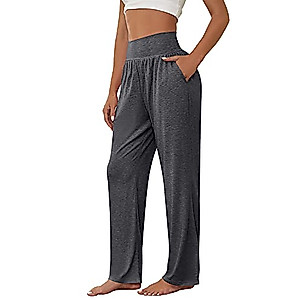 Neer 3 Pcs Women's Wide Leg Yoga Pant Comfy Loose Sweatpants High Waist Lounge Casual Athletic Pant Workout Joggers Pant (as1, Alpha, s, Regular, Regular, Black, Dark Gray, Pink)