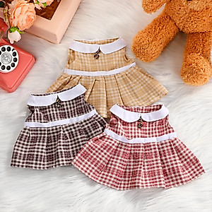 Landhoow 3 Pcs Cute Dress Outfit Bear Clothes Fits Most 14-18 Inch Bear and Make Your Own Stuffed Animals Bear Clothes for Girls Bear Accessories, Not Included Bear