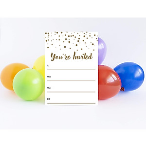 Shimmering Gold Dot Party Invitations - Pack of 48