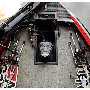 Lurwind Recessed Trolling Motor Foot Pedal Tray - Black Powder-Coated Aluminum, Fits Most Trolling Motor Tray Pedals, Pre-Drilled for Easy Install