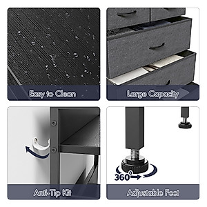 Jojoka Dresser for Bedroom with 5 Drawers, Dressers & Chests of Drawers for Hallway, Entryway, Storage Organizer Unit with Fabric, Sturdy Metal Frame, Wood Tabletop, Easy Pull Handle