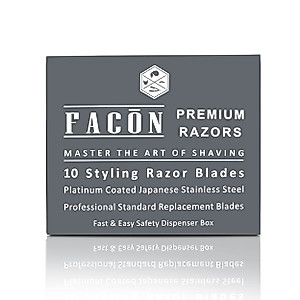 Facón Professional Hair Styling Thinning Texturizing Cutting Razor Replacement Blades - 10 Count