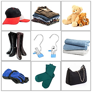 FuninCrea Laundry Hooks Clip, 5 Pcs Stainless Steel Anti-Slip Boot Laundry Hanger Clips Portable Heavy Duty Multi-Functional Single Hanging Clothes Clips for for Scarf, Gloves, Shoes, Socks (Blue)