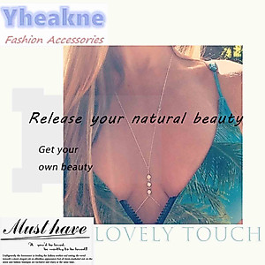 Yheakne Boho Pearl Back Chain Necklace Gold Layered Backdrop Necklace Body Chain Pearl Bridal Back Drop Chain Summer Beach Body Jewelry for Women Gifts (Gold)
