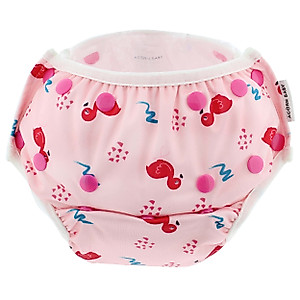 Acorn Baby Swim Diaper - Pink Flamingo Size 0-5 Adjustable Toddler and Baby Swimming Diaper Reusable Swimmers
