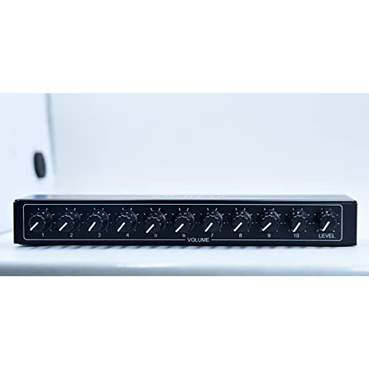 aux Mini Jack TRS 3.5 mm Input 1 in 10 Out Channel Headphone Amplifier Stereo Audio Amp with 12V 1A Power Adapter Distributor Headphone Splitter for Studio and Stage Black