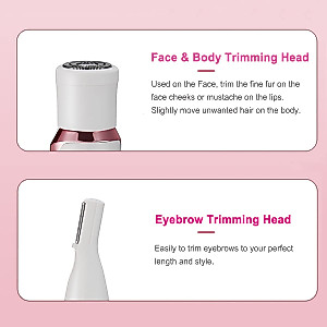 Electric Razor for Women,Hair Trimmer for Face Nose Eyebrow Beard Mustache Arm Leg Armpit Bikini,Painless Rechargeable Portable 4 in 1 Womens Body Shavers Set