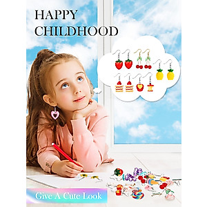 40 Pairs Cute Weird Earrings Funny Earrings Milk Tea Strawberry Mushroom Cloud Flowers Dinosaur Egg Dangle Earrings for Women Girls