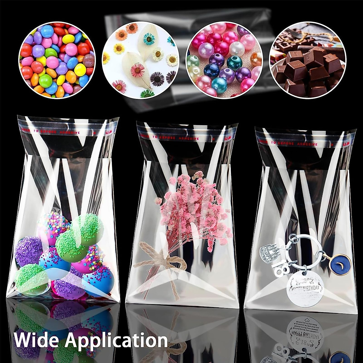 400Pcs Cellophane Bags Clear Plastic Self Adhesive Bags 3.5 x 5.5 inch, OPP Bag Small Clear Resealable Cello Bags for Cookies, Cellophane Bags Small for Bakery Candle Soap Prints Card (9 * 17CM)