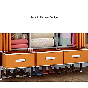 TFIIEXFL Wardrobe Armoire Closet Rack Pockets, Quick and Easy to Assemble (Color : Black)