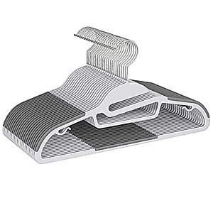 Heavy Duty Plastic Hangers 60 Pack with Non-Slip Design,0.2 Inches Thick,360°Swivel Hook Space Saving Organizer for Bedroom Closet,Shirts,Pants,Strong Enough for Coat (New S Shaped)