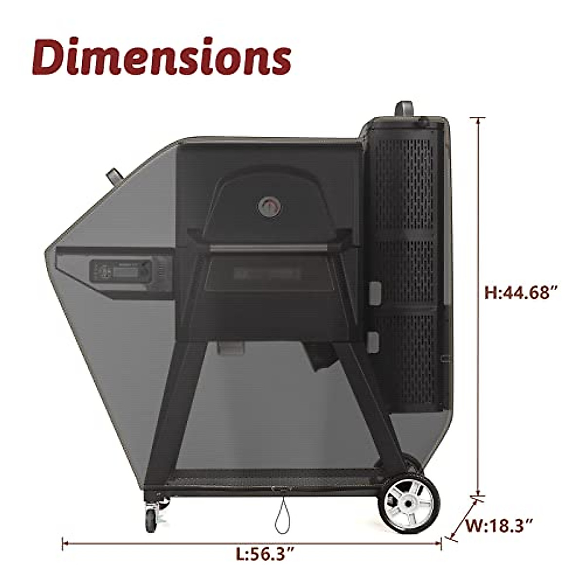 QuliMetal 1680D Grill Cover for Masterbuilt 560/800 Digital Charcoal Smoker Cover, MB20080220 MB20040221 Gravity Series Grill, Waterproof, Black