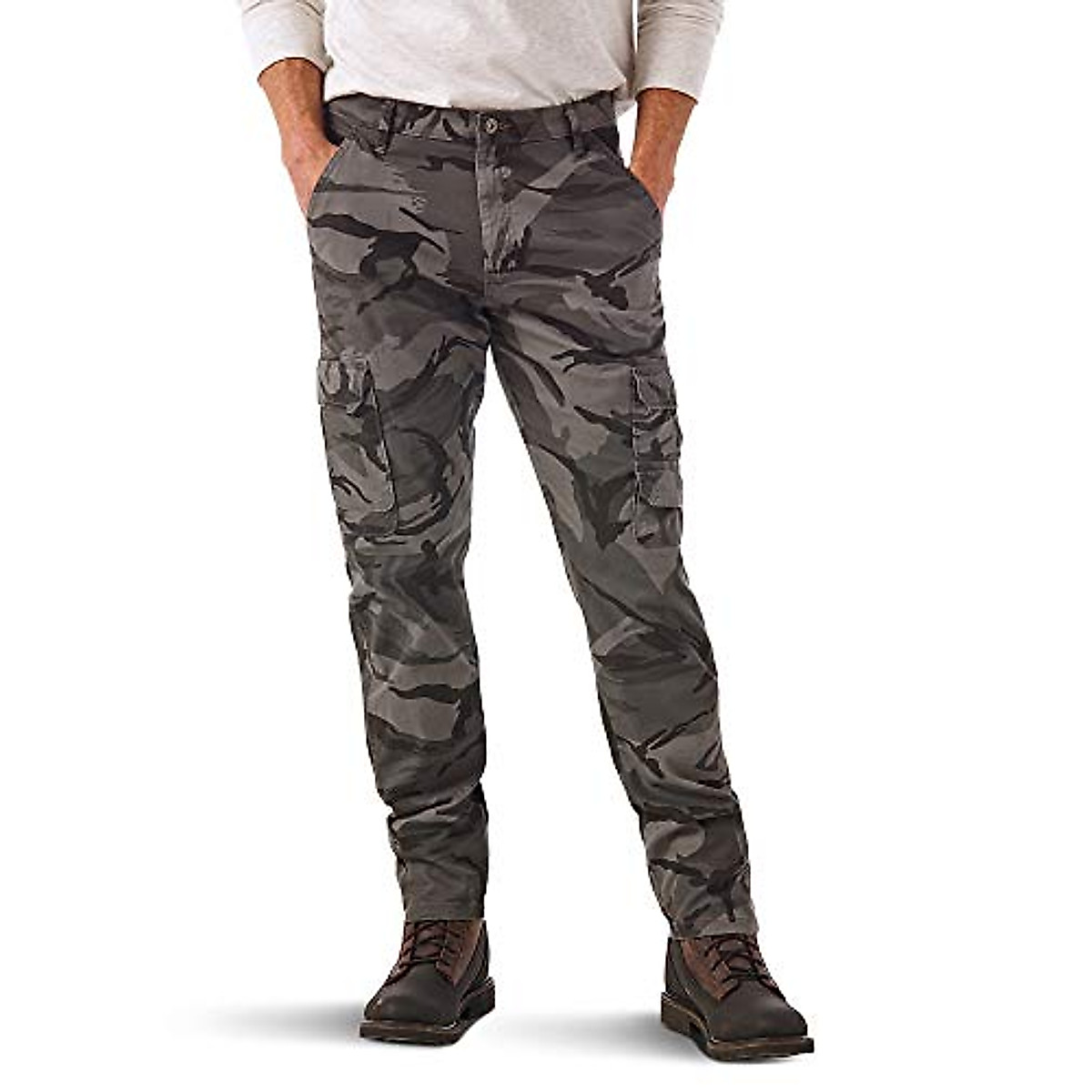 Wrangler Authentics mens Regular Tapered Cargo Pants, Grey Camo, 33W x 30L US