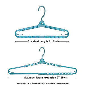 Extra Large Hangers Big Clothes Hangers Enlarge Adjustable Shoulder 16.4"-27.2" Drying Hanger 4 Pack Sturdy Hangers for Wide Polos Tops Cardigans Quilt Bath Towel Big and Tall Shirts 4 Colors Hanger