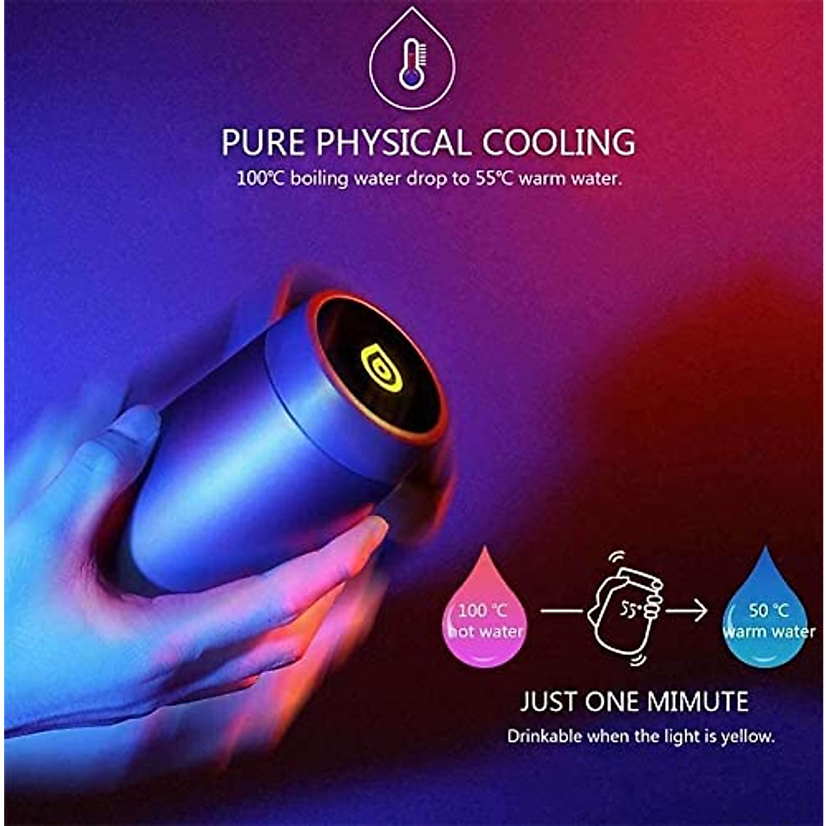 MXJCC Cupcooler, Instant Cooling Cup Smart Device Fast-Cooling Mini Portable Refrigerator Cools for Drinks and Water Extreme Fast Beverage Cooler (Color : Gray)