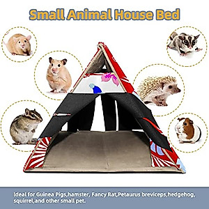 enheng Small Pet Hideout Merry Christmas Hat Flamingo Palm Hamster House Guinea Pig Playhouse for Dwarf Rabbits Hedgehogs Chinchillas