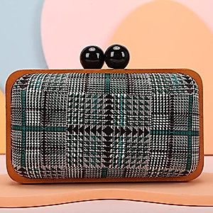 Fawziya Clutch Purses For Women Wood Frame Clutches And Evening Bags-Green