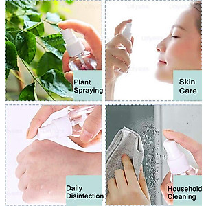 SINIDE Spray Bottles 30 ml/1 oz, 4 Pack Clear Empty Fine Mist Plastic Mini Travel Bottle Set, Portable Refillable Makeup Sprayer Containers for Perfume, Liquids, Aromatherapy, Small Size