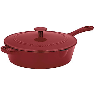 Cuisinart Chef's Classic Enameled Cast Iron 12-Inch Chicken Fryer with Cover, Cardinal Red
