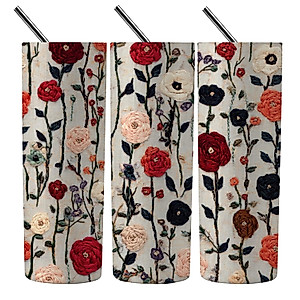 Medpol roses insulated tumblers coffee cup Gift，roses Drinking Glasses-Tea Cup-Coffee Mug tumbler with lid and straw 20 oz insulated tumbler cups