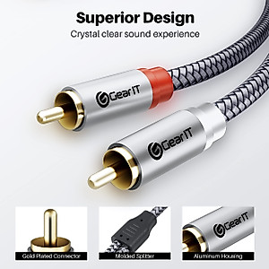 GearIT RCA Cable (10FT) 2RCA Male to 2RCA Male Stereo Audio Cables Shielded Braided RCA Stereo Cable for Home Theater, HDTV, Amplifiers, Hi-Fi Systems, Car Audio, Speakers, 10 Feet