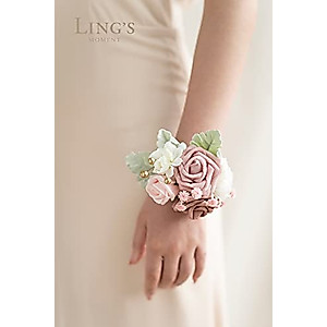 Ling's Moment Dusty Rose Wrist Corsages for Wedding(Set of 2), Corsages for Prom, Mother of Bride and Groom, Prom Flowers
