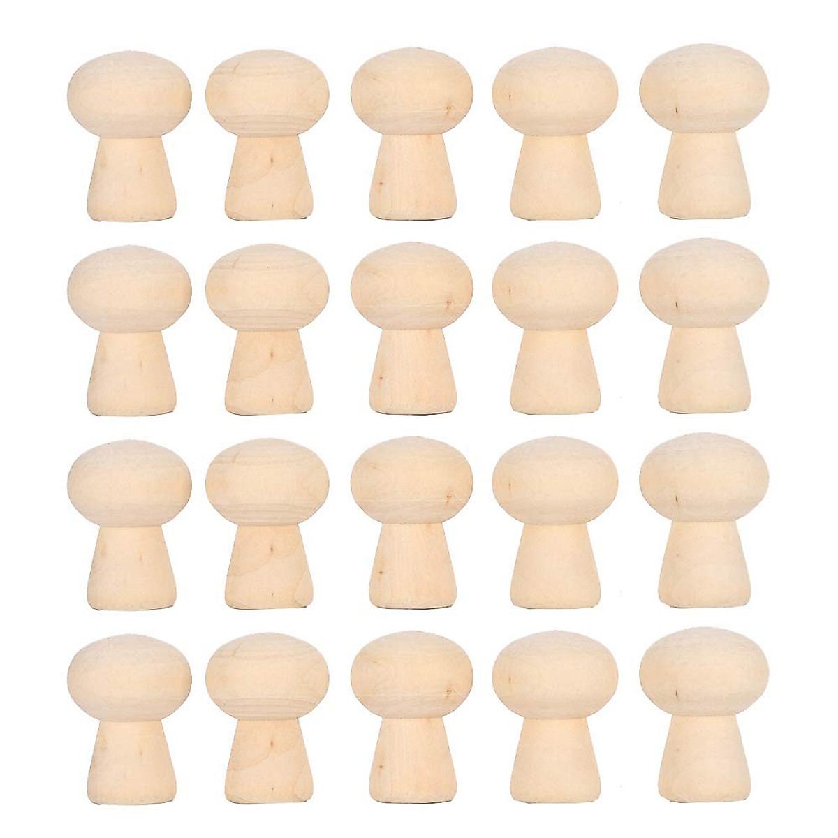 20pcs Wooden Peg Doll Unfinished Mushroom Head Shape Doll Wooden Mushroom Figures People Wooden Figures for Kids Art and Craft